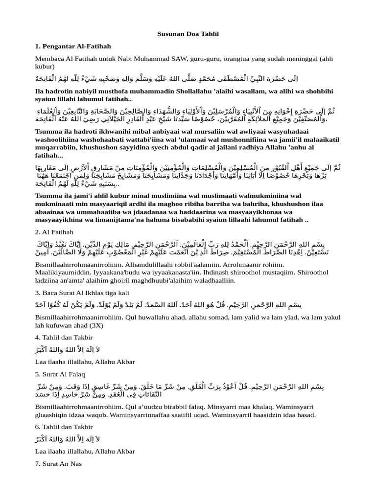 Susunan Doa Tahlil | PDF