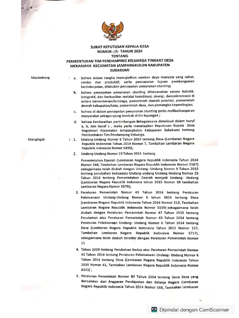 SK TPK Desa Mekarjaya THN 2024 | PDF