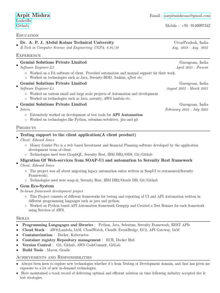 Arpit Mishra S Resume | PDF