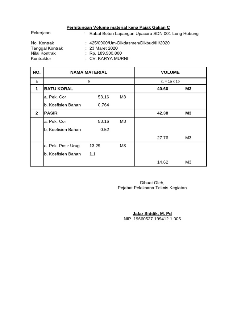 Perhitungan Galian C | PDF