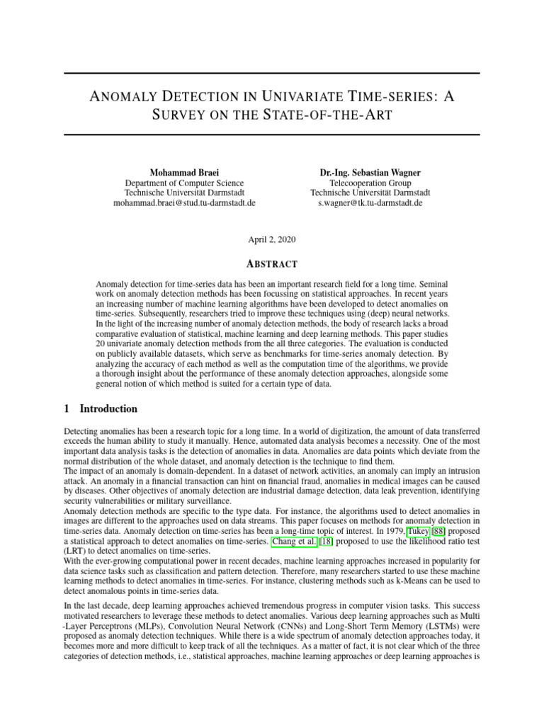 Anomaly Detection in Univariate Time-Series - SOTA | PDF