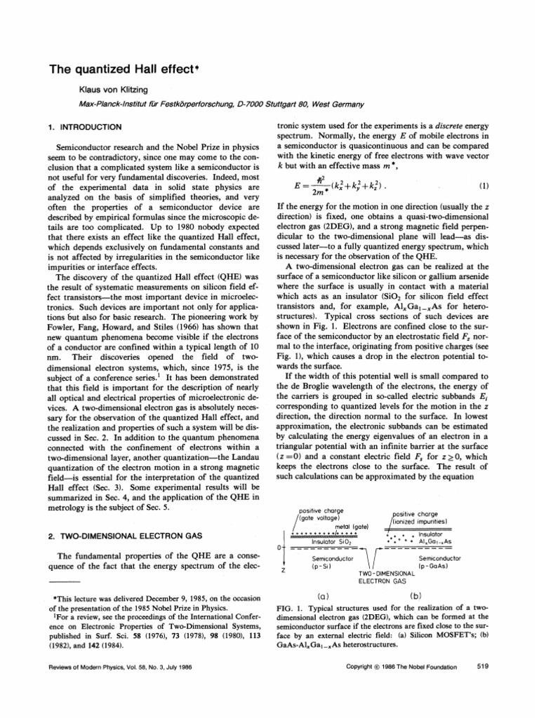 1986-The Quantized Hall Effect | PDF