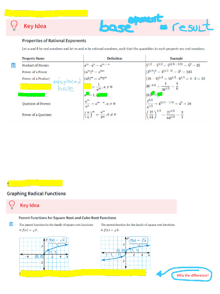 Notes Unit 6 Rational Exponents and Radical Functions | PDF