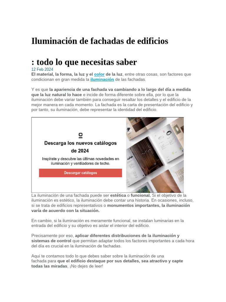 Iluminación de fachadas de edificios | PDF
