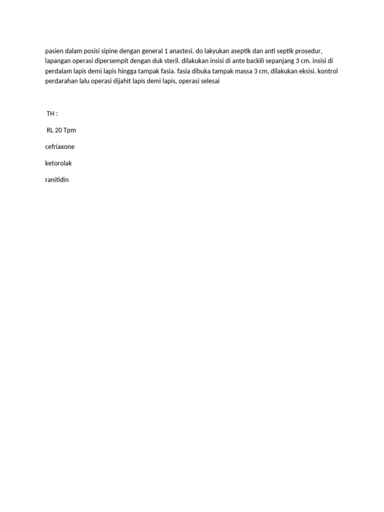 Laporan Operasi Bedah STT | PDF