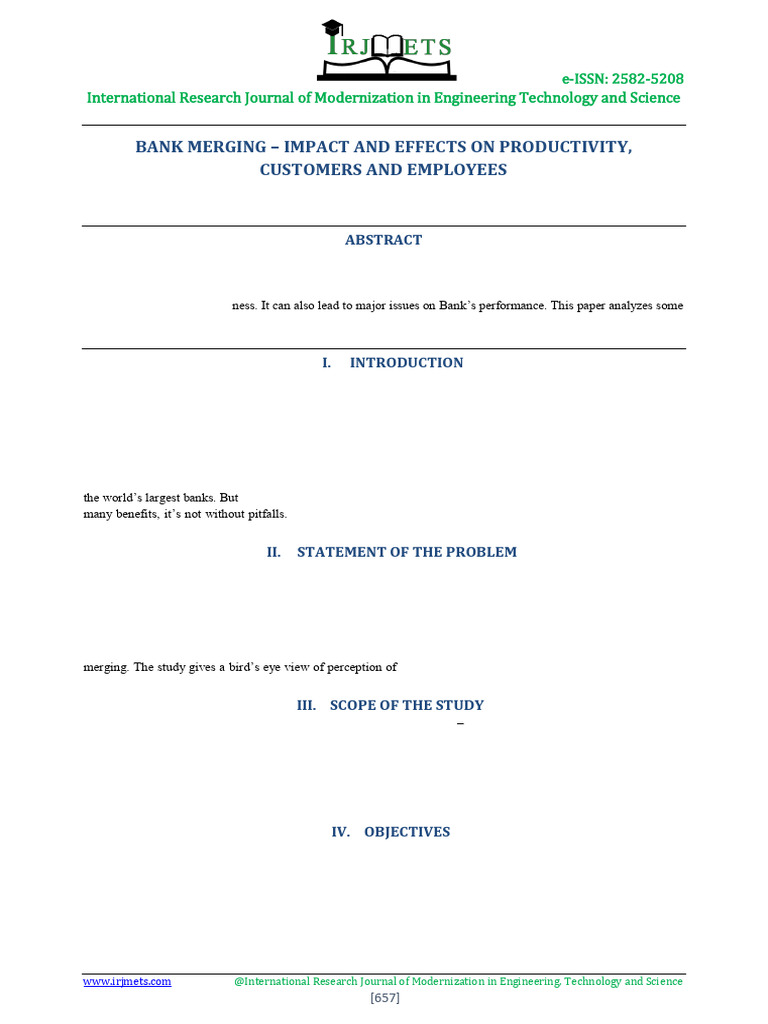 Impact of Merger and Acquisitions | PDF | Banks | Mergers And Acquisitions