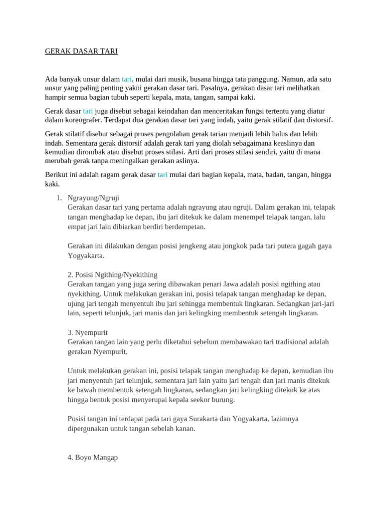 Materi Gerak Dasar Tari | PDF