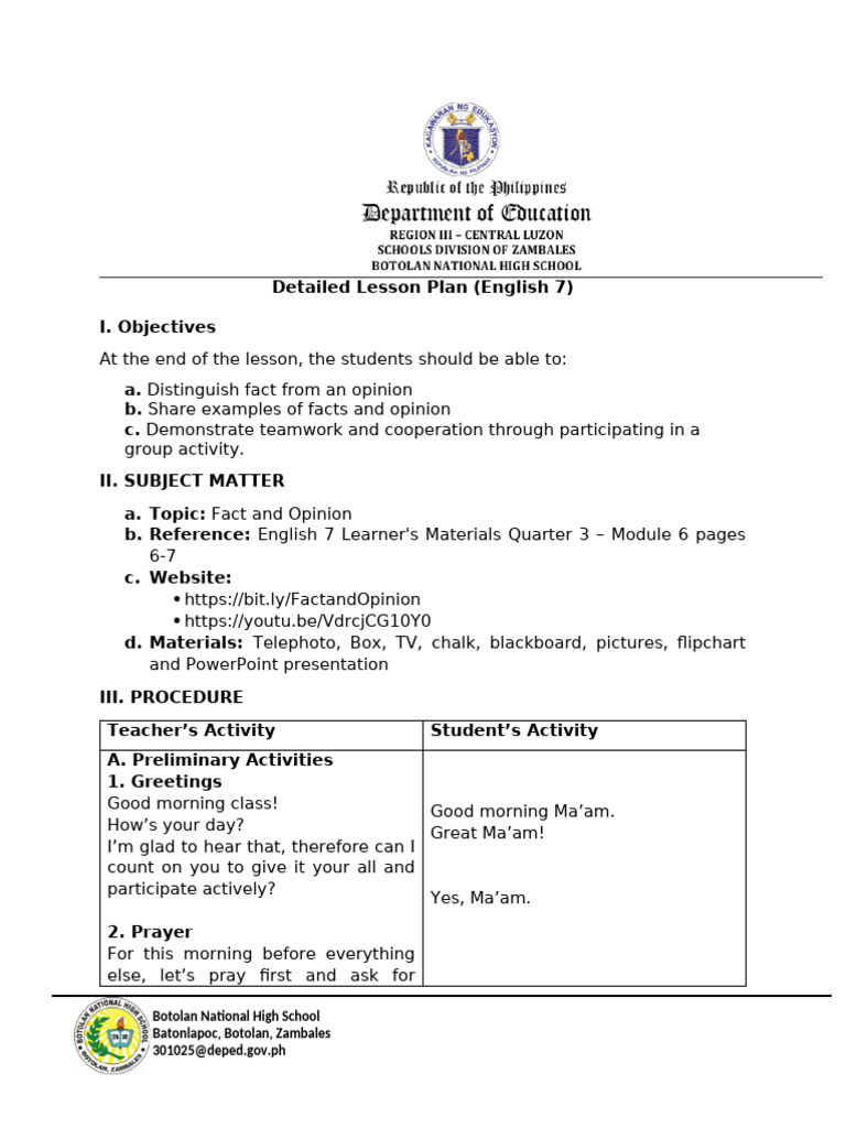 Detailed Lesson Plan DEMO Copy EDITED APPLICATION | PDF