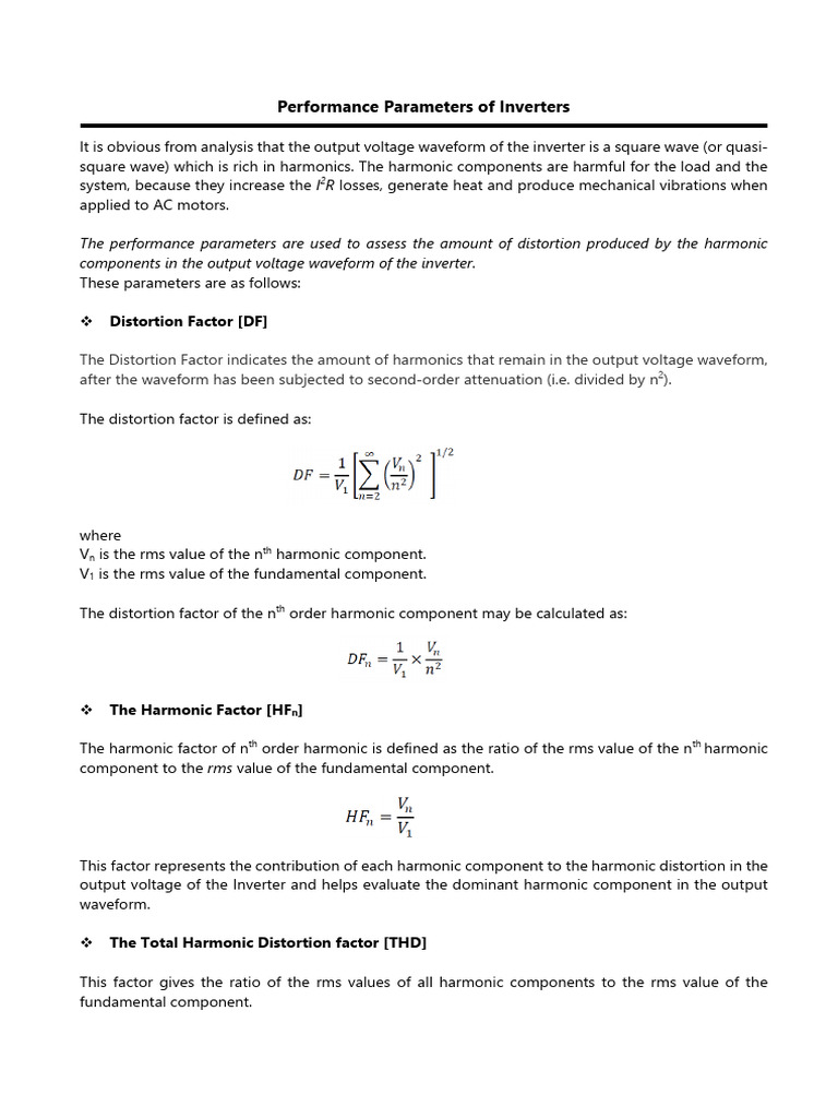 4 - Inverter Circuits - Performance Parameters | PDF