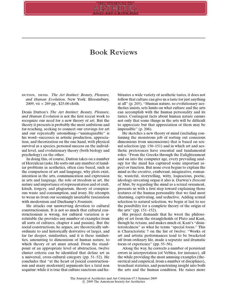 The Art Instinct Beauty Pleasure and Hum | PDF