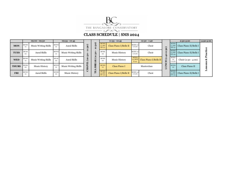 SMS 2024 Class Schedule | PDF