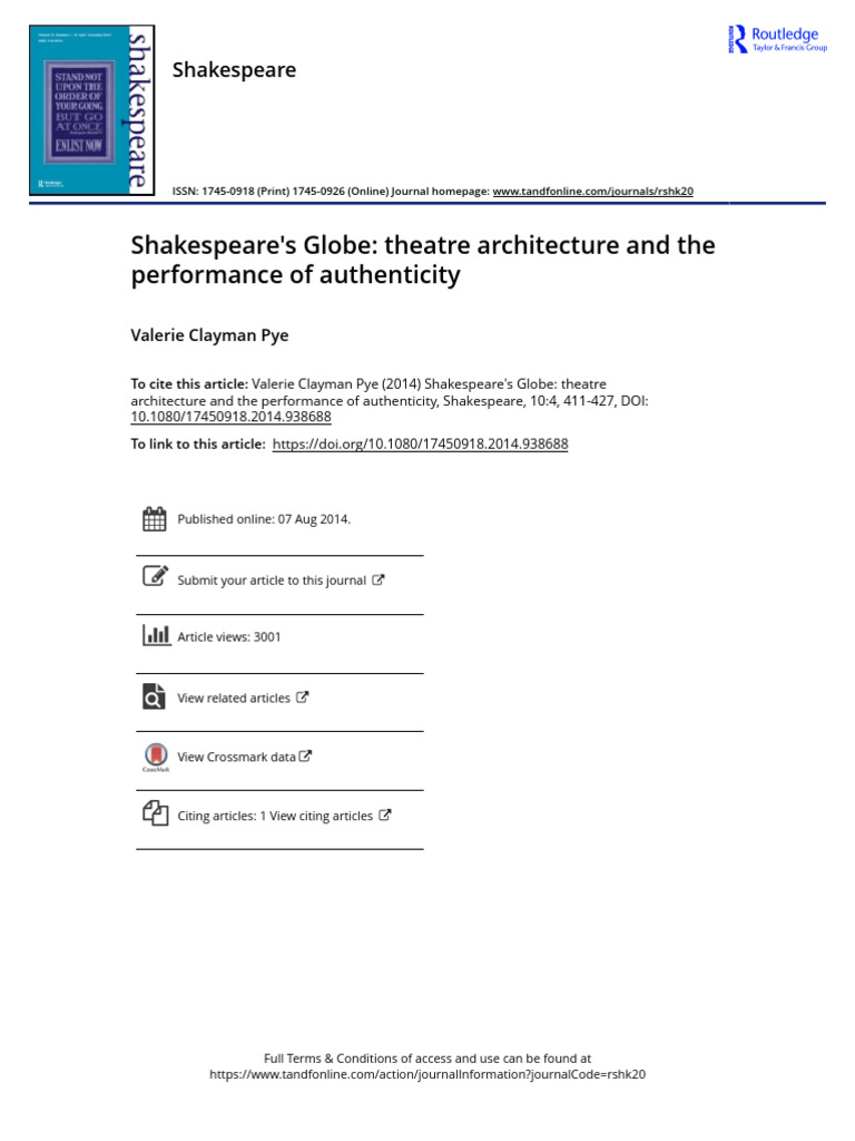 Shakespeare S Globe Theatre Architecture and The Performance of ...