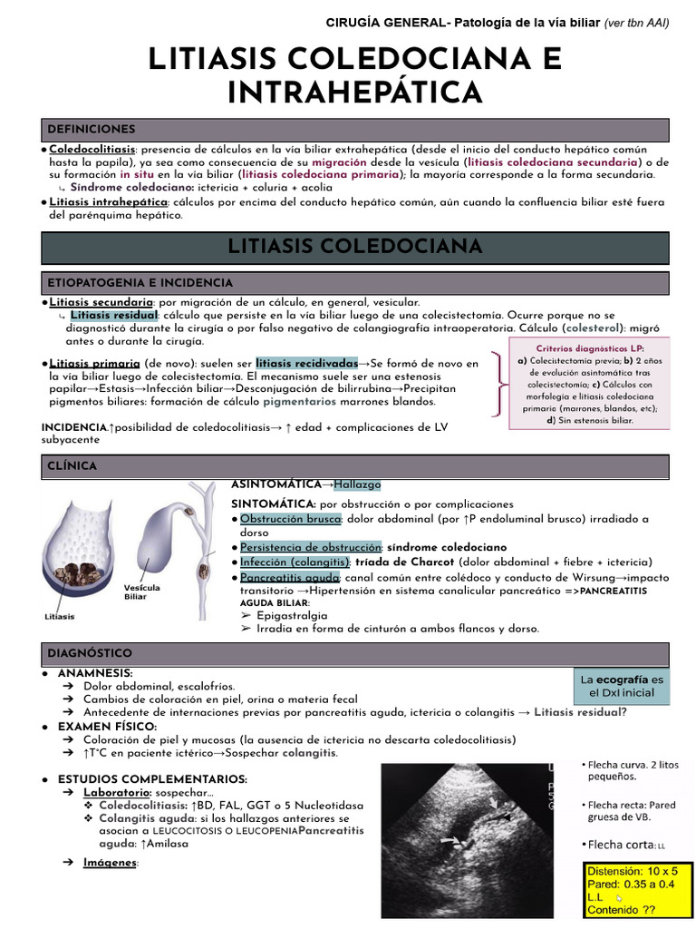 Litiasis Coledociana e Intrahepática | PDF