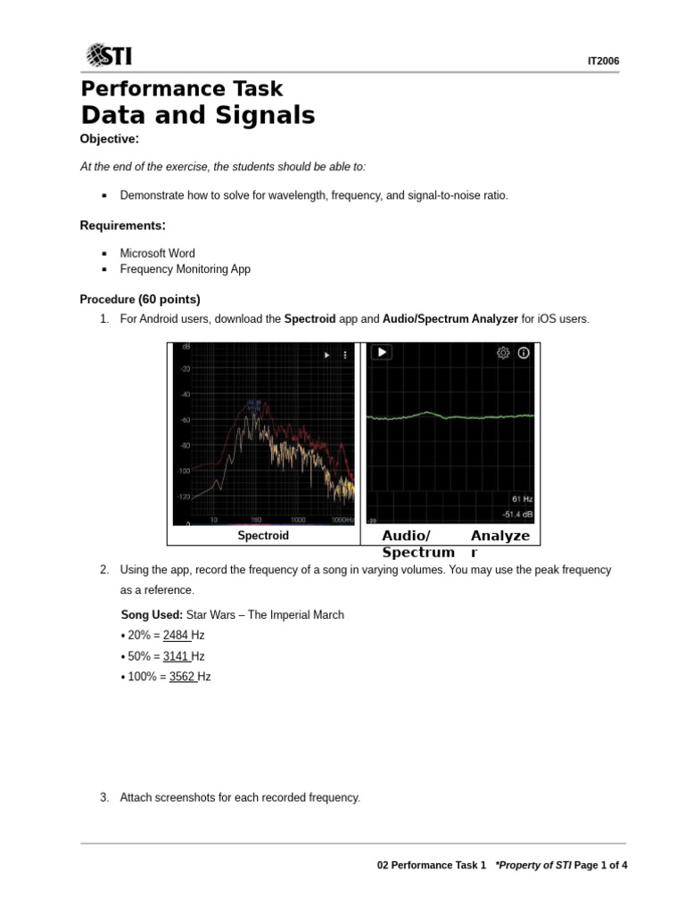 Bantilan O2 Performance Task | PDF | Frequency | Signal To Noise Ratio
