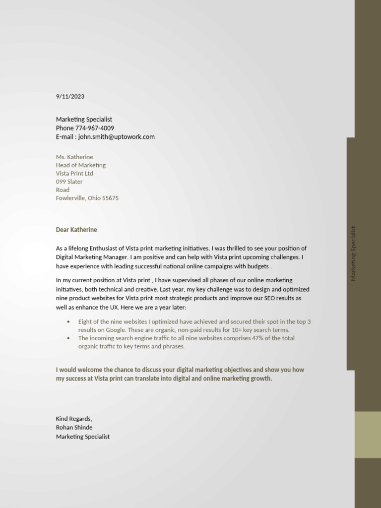 Cover Letter Rohan | PDF