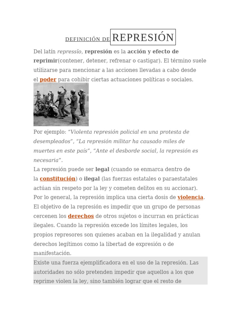 Definición y Contexto de Represión | PDF | Venezuela | Psicoanálisis