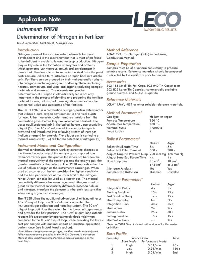 FP828 - LECO - Nitrogenio em Fertilizantes | PDF