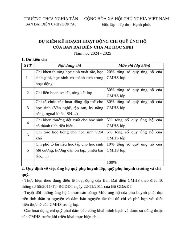 DỰ KIẾN THU CHI - THAM KHẢO | PDF