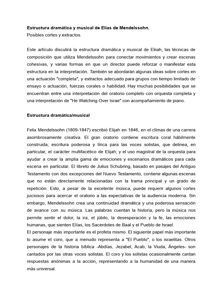 Estructura Dramática y Musical de Elías de Mendelssohn | PDF