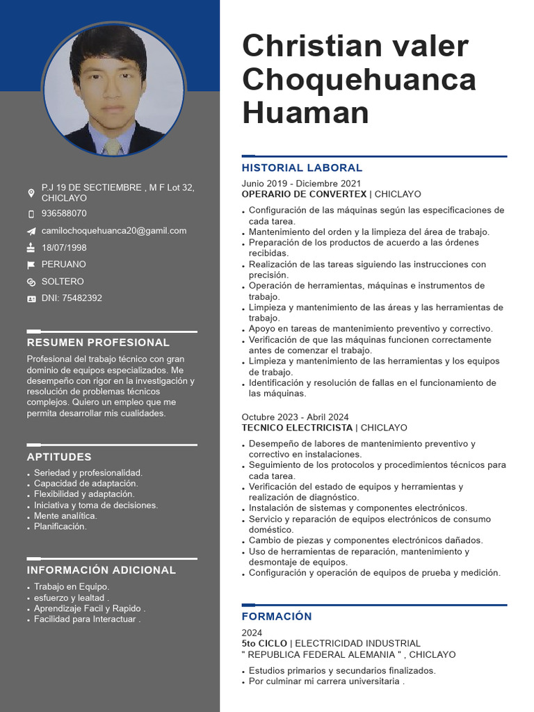 Christianvaler ChoquehuancaHuaman CV | PDF