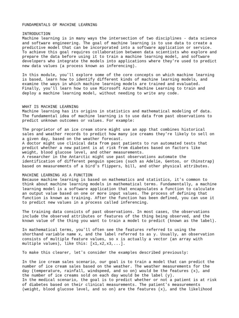 Fundamentals of Machine Learning | PDF