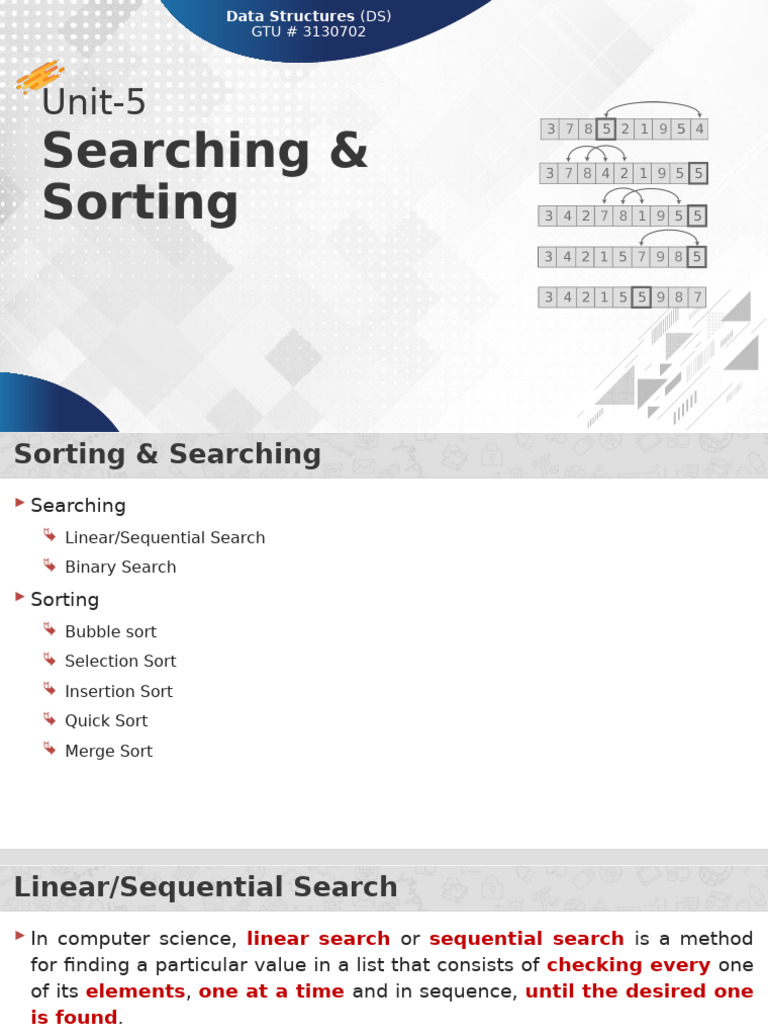 DS - Unit-5 - Sorting & Searching | PDF | Applied Mathematics | Computer Programming