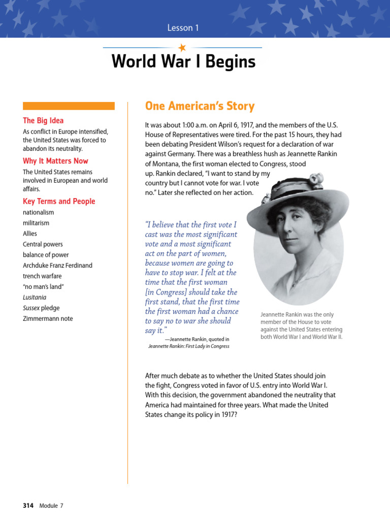 World War I Begins: One American's Story | PDF