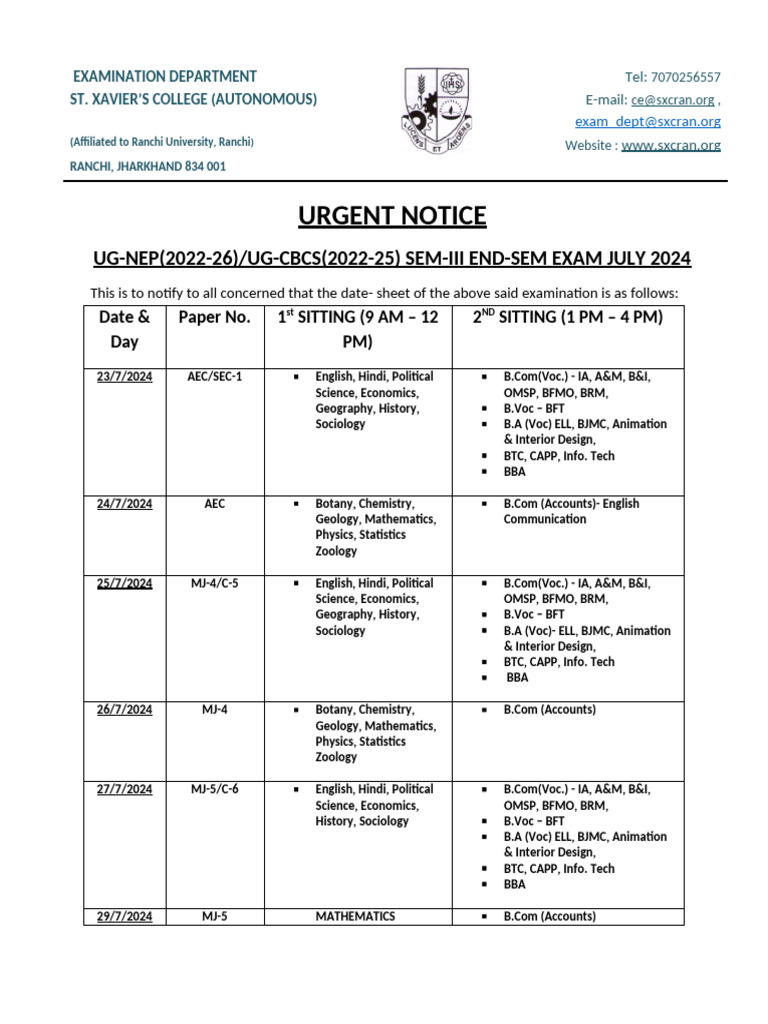 Ug-Nep Sem-III End-Sem Exam July 2024 | PDF