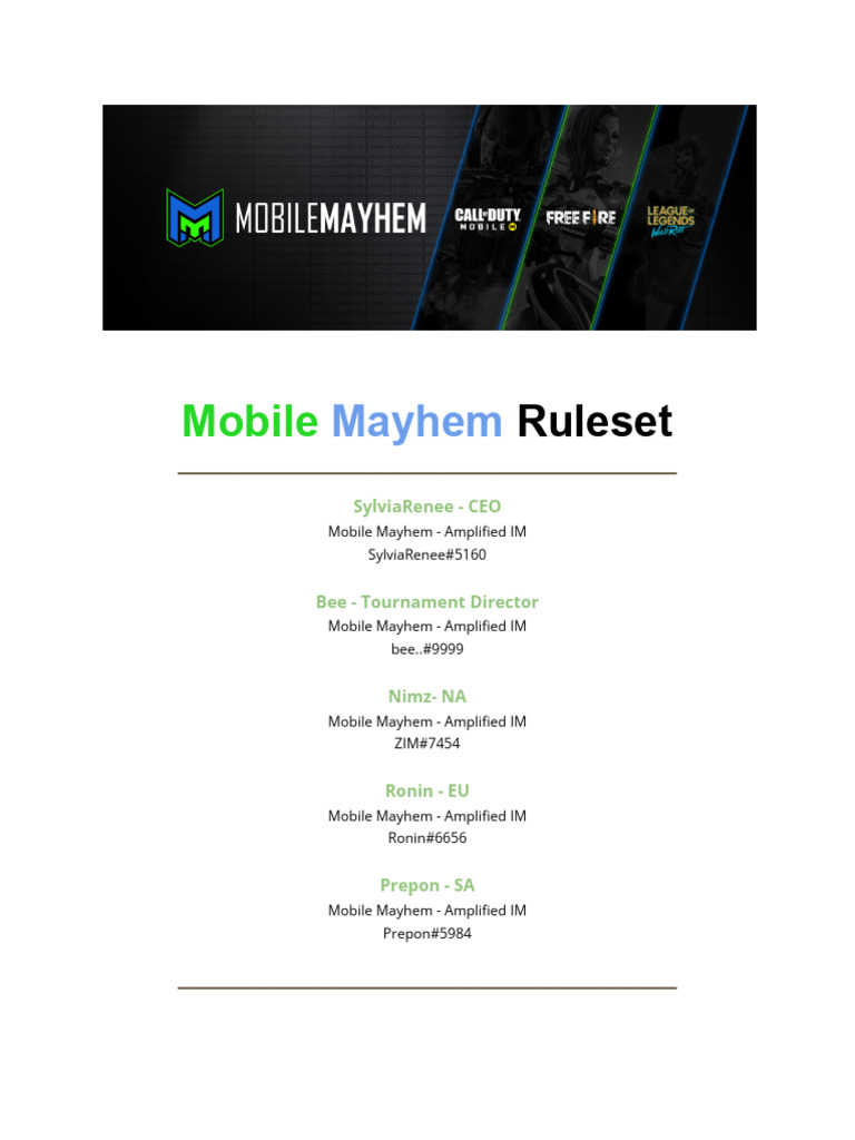 Mobile Mayhem WR Official Ruleset - Português | PDF