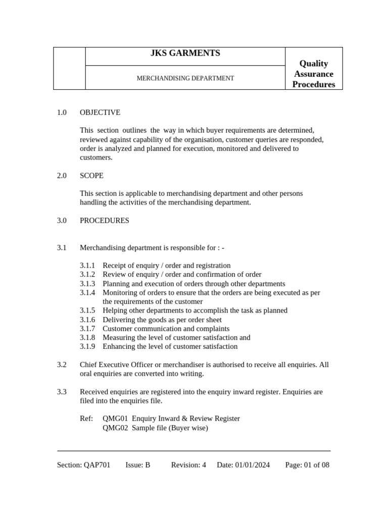 701 Merchandise Procedure | PDF