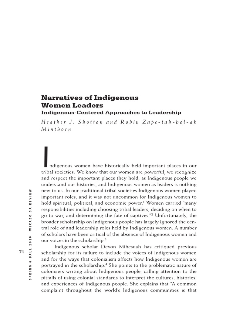 Narratives of Indigenous Women Leaders- Indigenous-Centered Approaches ...