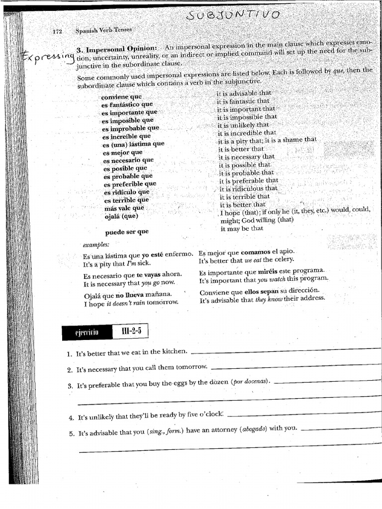 Subj With Impersonal Expressions | PDF