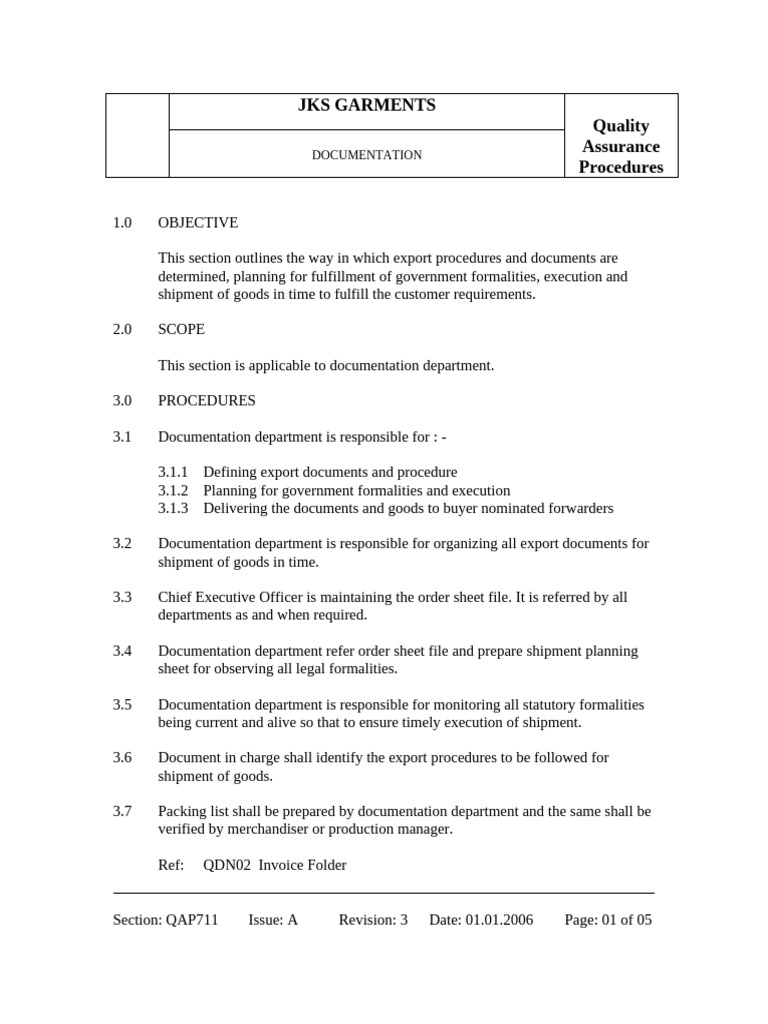 Documentation Procedure 711 | PDF