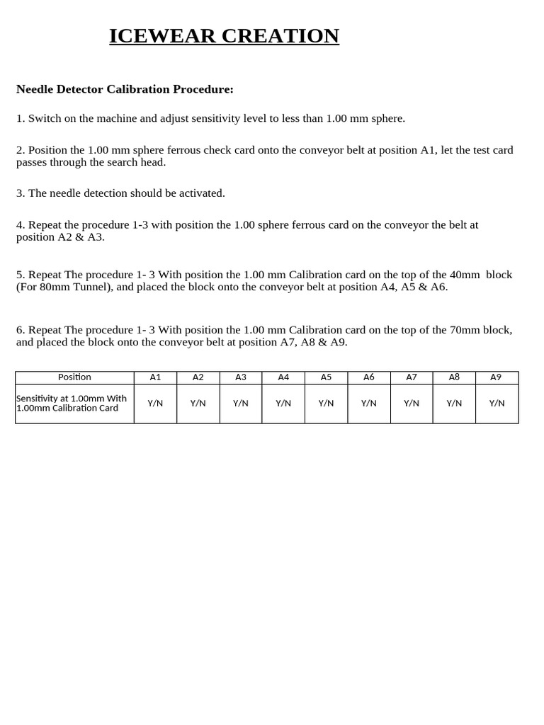 Metal Detector Machine Calibration Procedure+reports | PDF | Technology ...