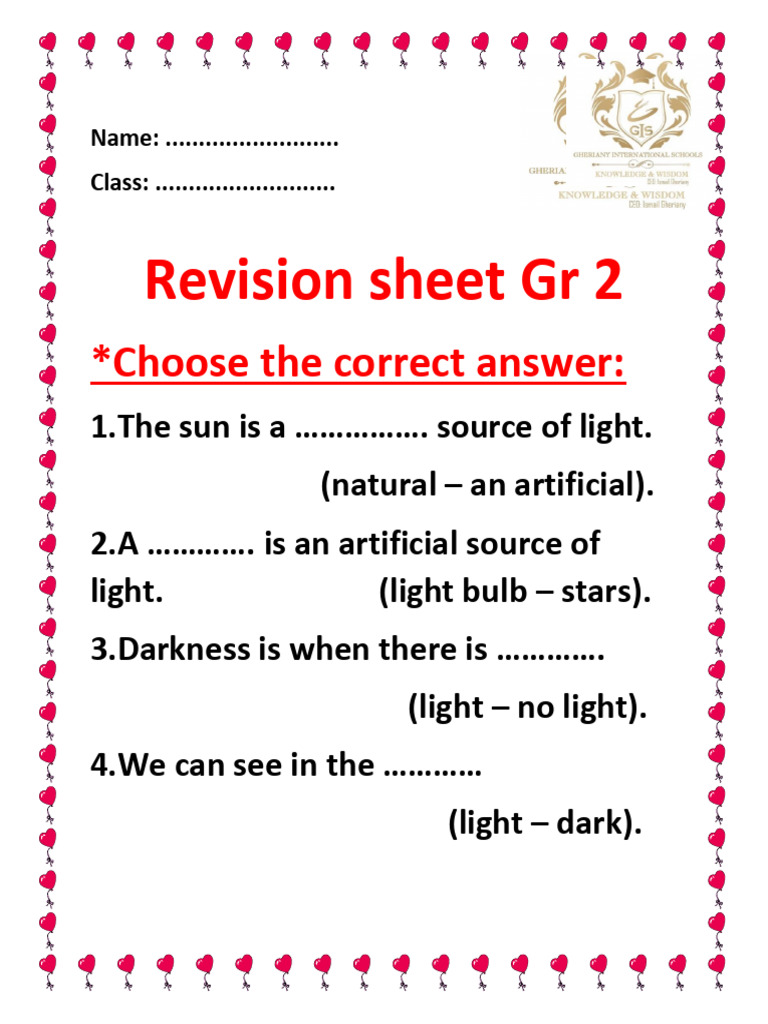 English Sheet Grade 2 | PDF