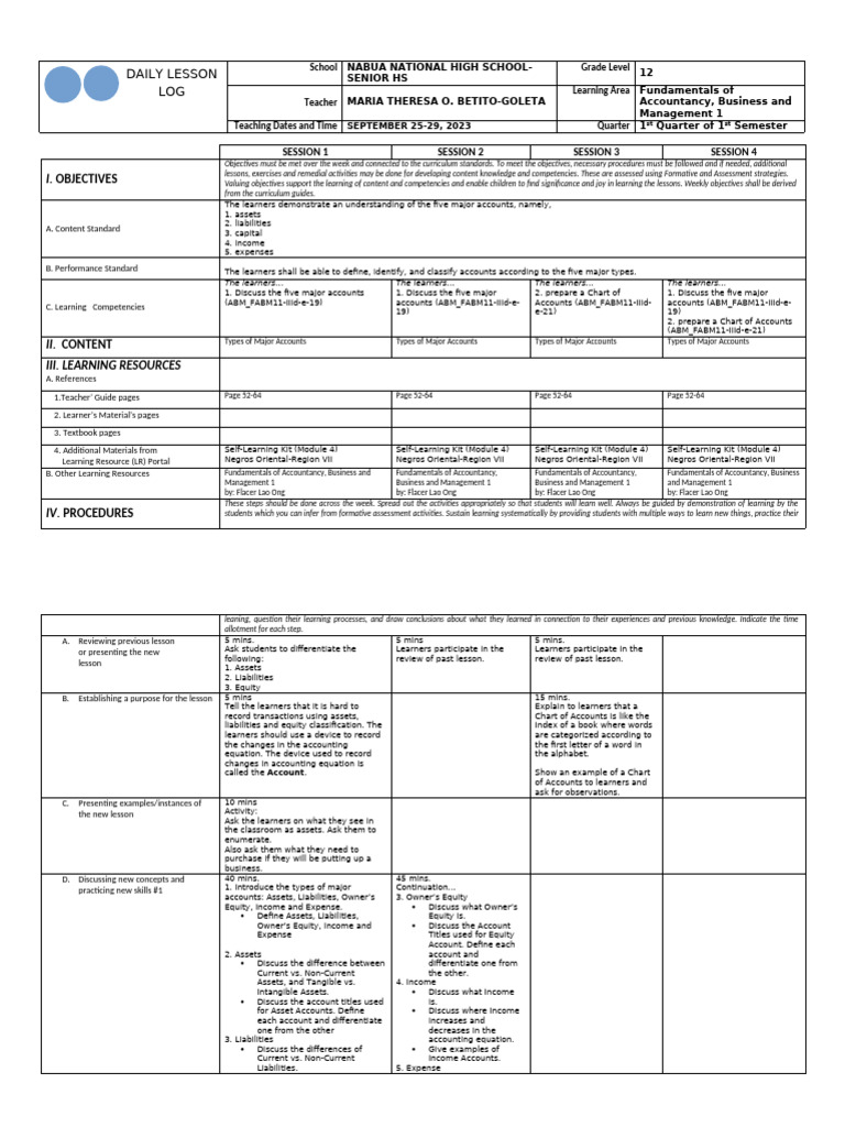 Detailed Lesson Plan-Week4 | PDF