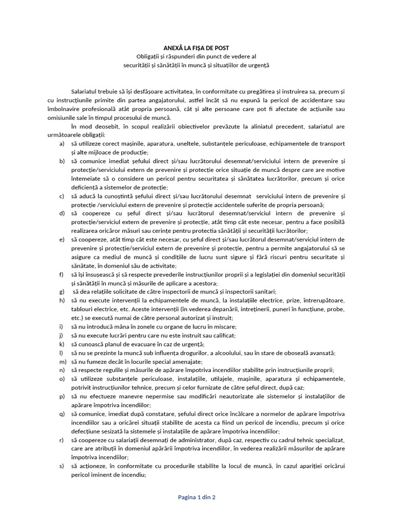 Salariati anexa responsabilitati ssm | PDF