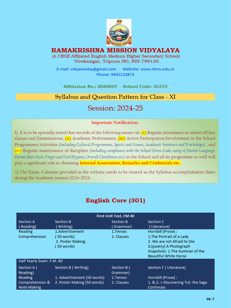 New A4 Class 11 Compiled Syllabus and QP 2024-25 - 240627 - 165214 | PDF