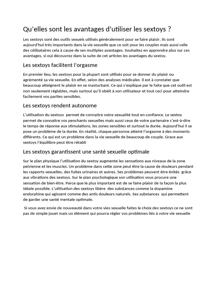 Avantages des Sextoys pour la Santé | PDF | Relaciones personales, crianza y desarrollo personal ...