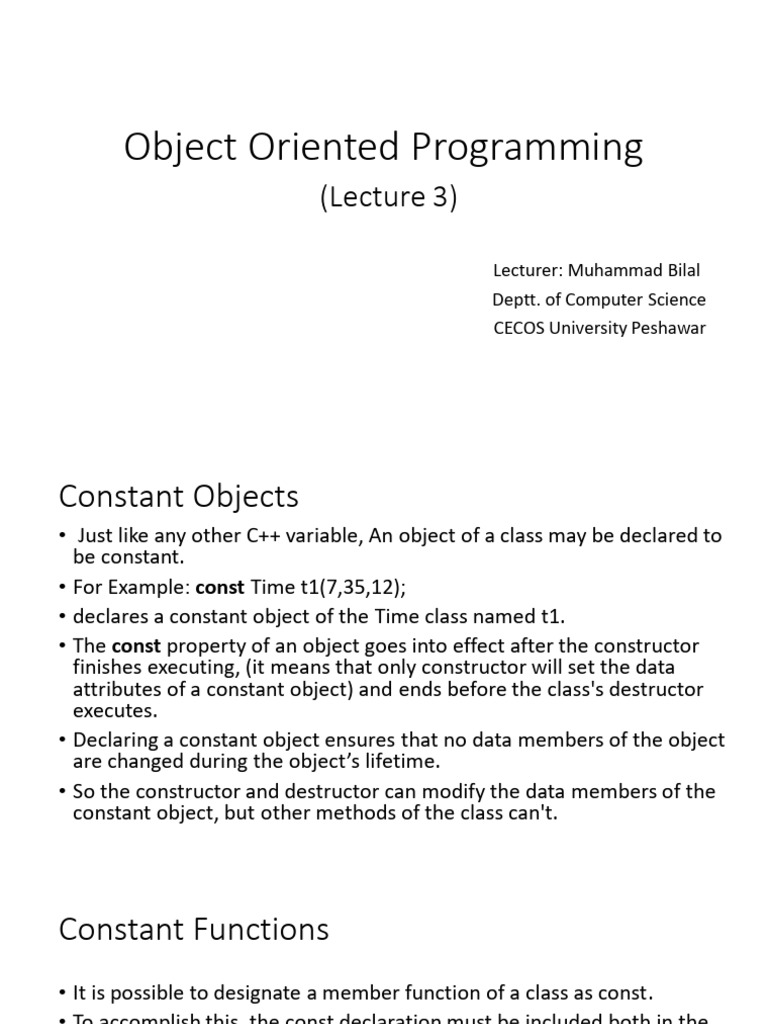 OOP Lecture 3 | PDF