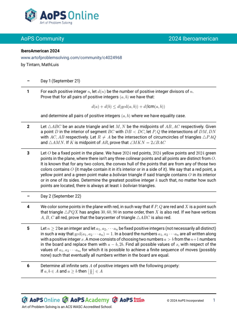 Aops Community 2024 Iberoamerican | PDF