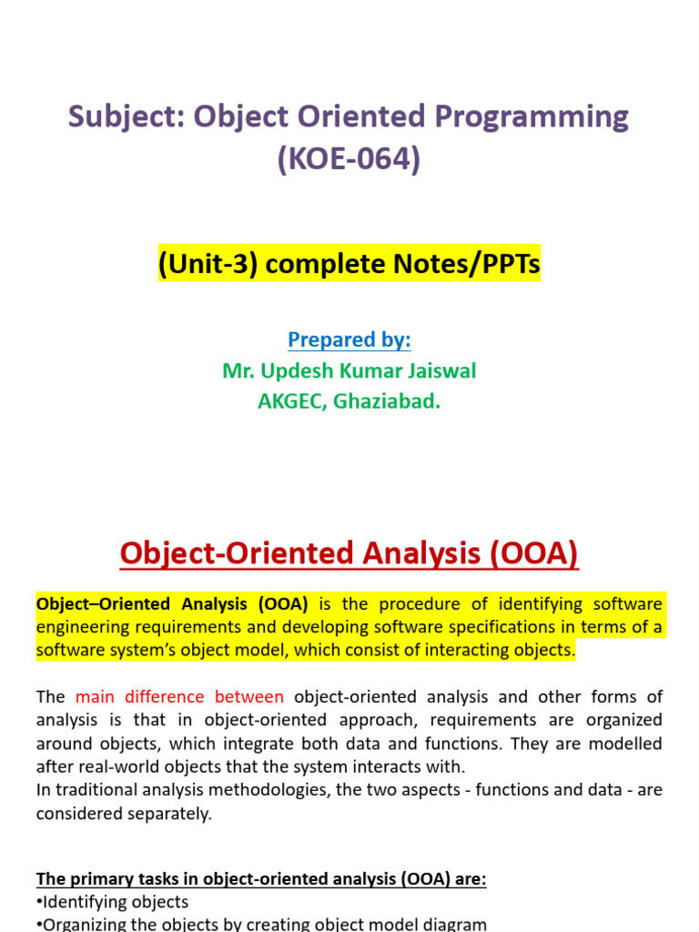Unit-3 Complete Notes of OOP | PDF