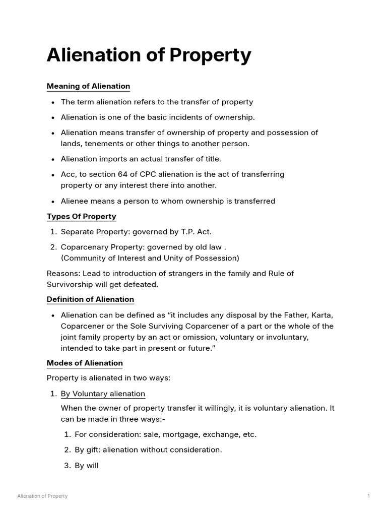 Alienation of Property | PDF