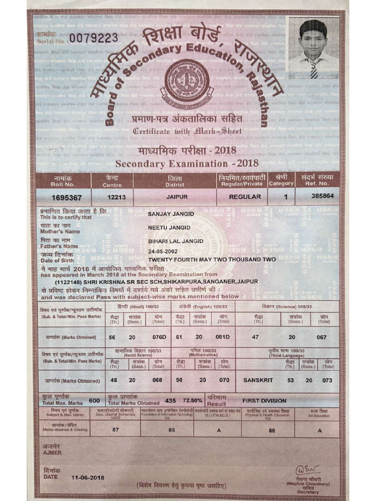 School Certificate | PDF
