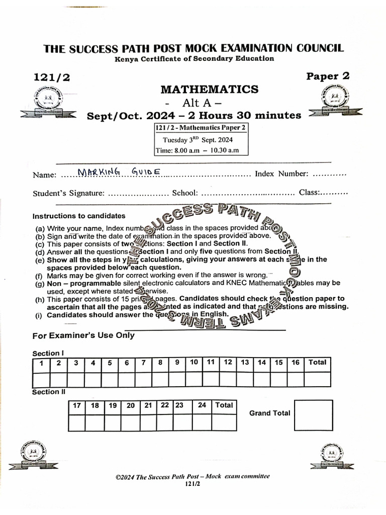 Mat Pp2 Success Path Post Mock Ms | PDF