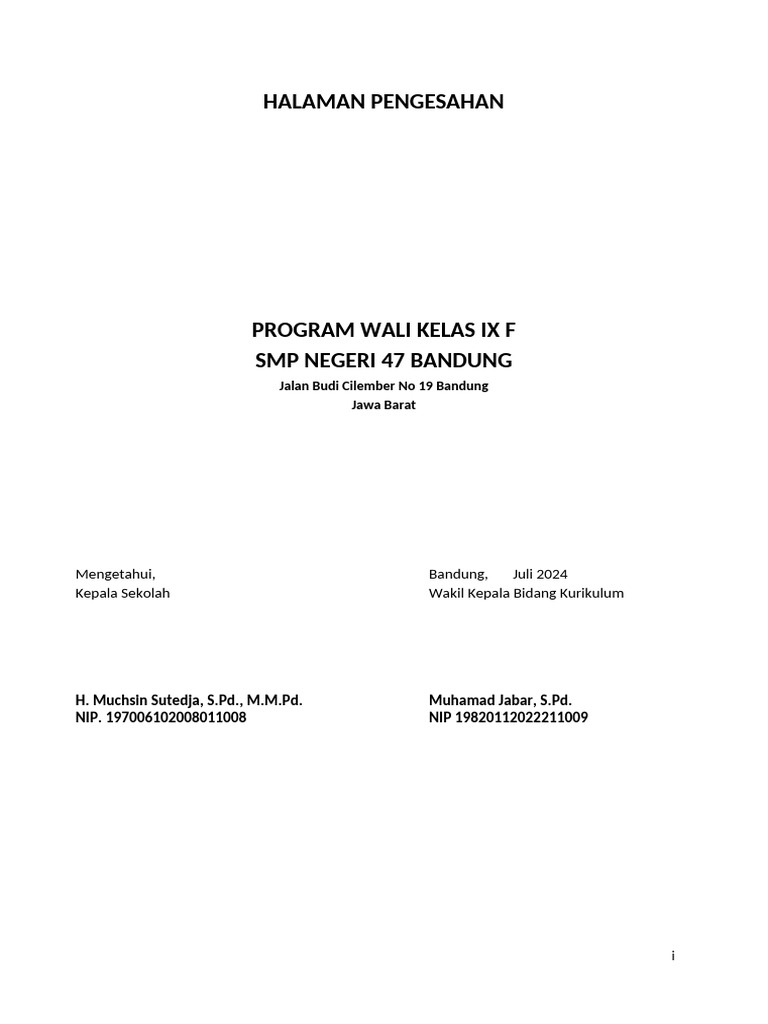Program - Wali - Kelas 7B | PDF