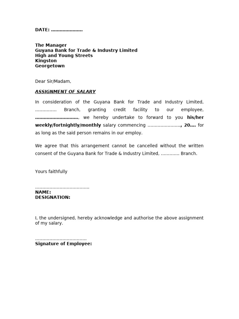 Assignment of Salary Form | PDF