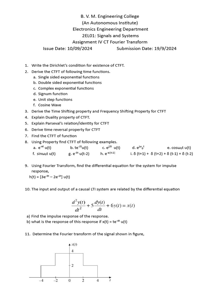 Signal Assignment 4 CTFT | PDF