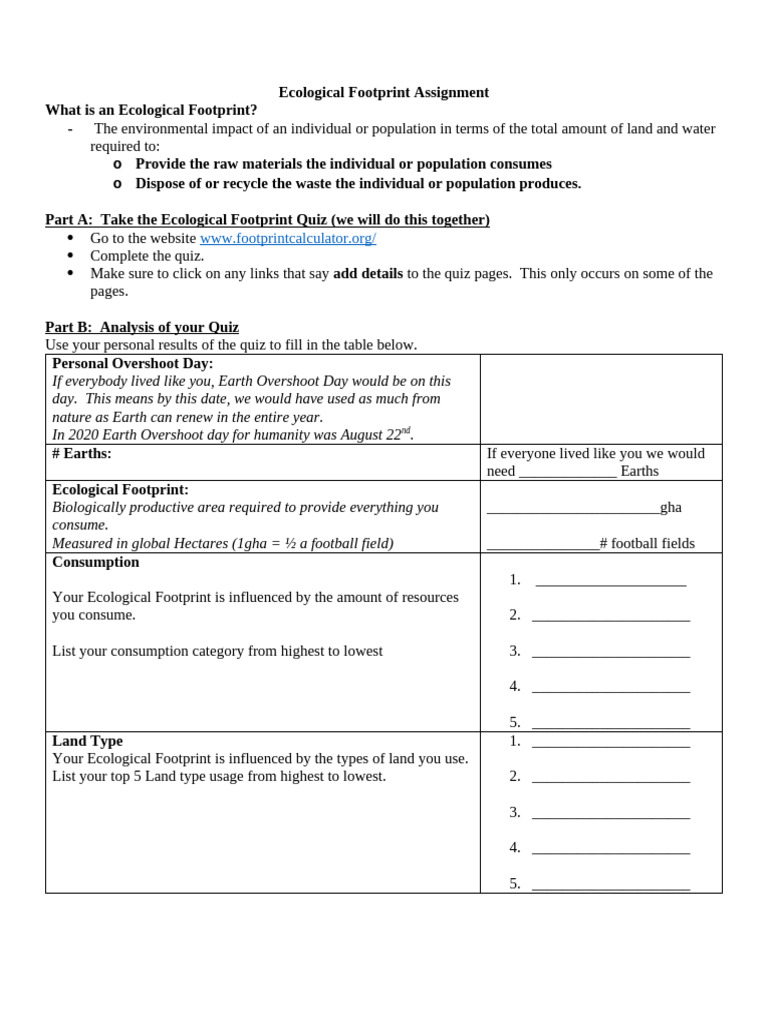 ecological_footprint_activity_Environmental | PDF