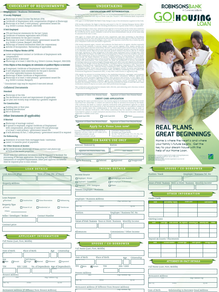 ROB BANK Home Loan Application Form 2019 | PDF